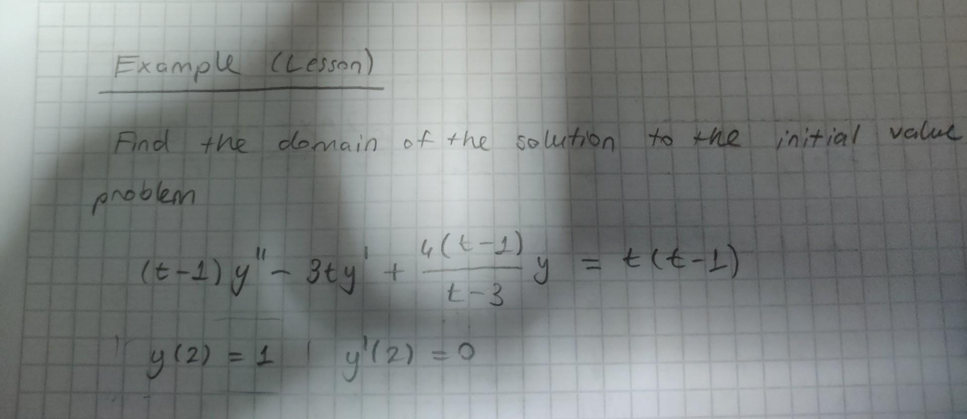 Solved Example (Lesson) Find the domain of the solution to | Chegg.com