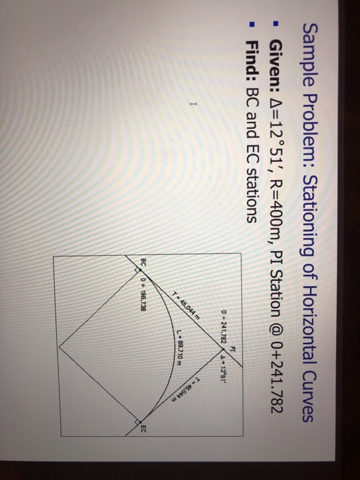 Solved Sample Problem: Stationing of Horizontal Curves • | Chegg.com