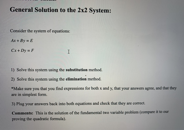 Solved General Solution to the 2x2 System: Consider the | Chegg.com