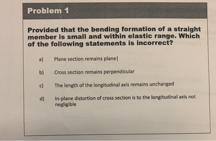 Solved Problem 1 Provided that the bending formation of a | Chegg.com