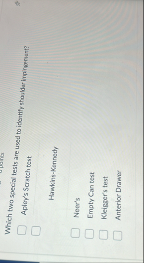 Solved Which two special tests are used to identify shoulder | Chegg.com