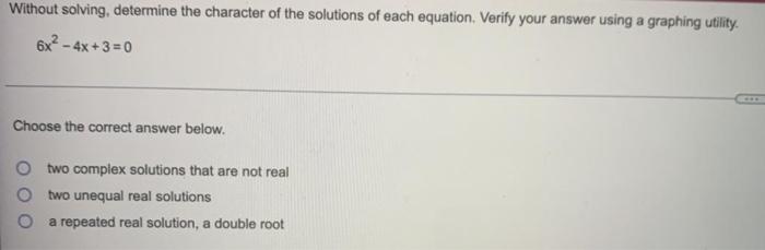 Solved Without solving, determine the character of the | Chegg.com