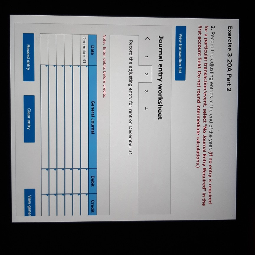 Solved Required information Exercise 3-20A Record | Chegg.com