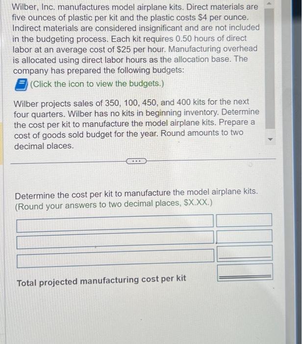 Solved Wilber, Inc. Direct Labor Budget For the Year Ended | Chegg.com