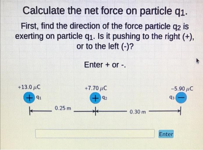 Solved Calculate the net force on particle q1. First, find | Chegg.com