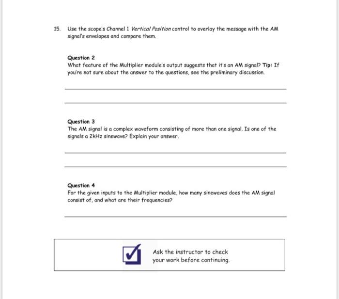 15. Use the scope's Channel 1 Vertical Position | Chegg.com
