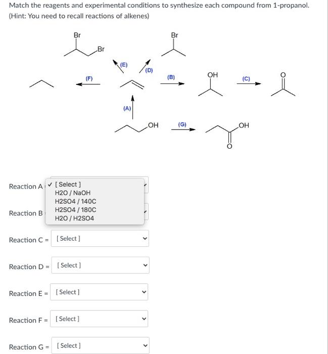 Solved Match the reagents and experimental conditions to | Chegg.com
