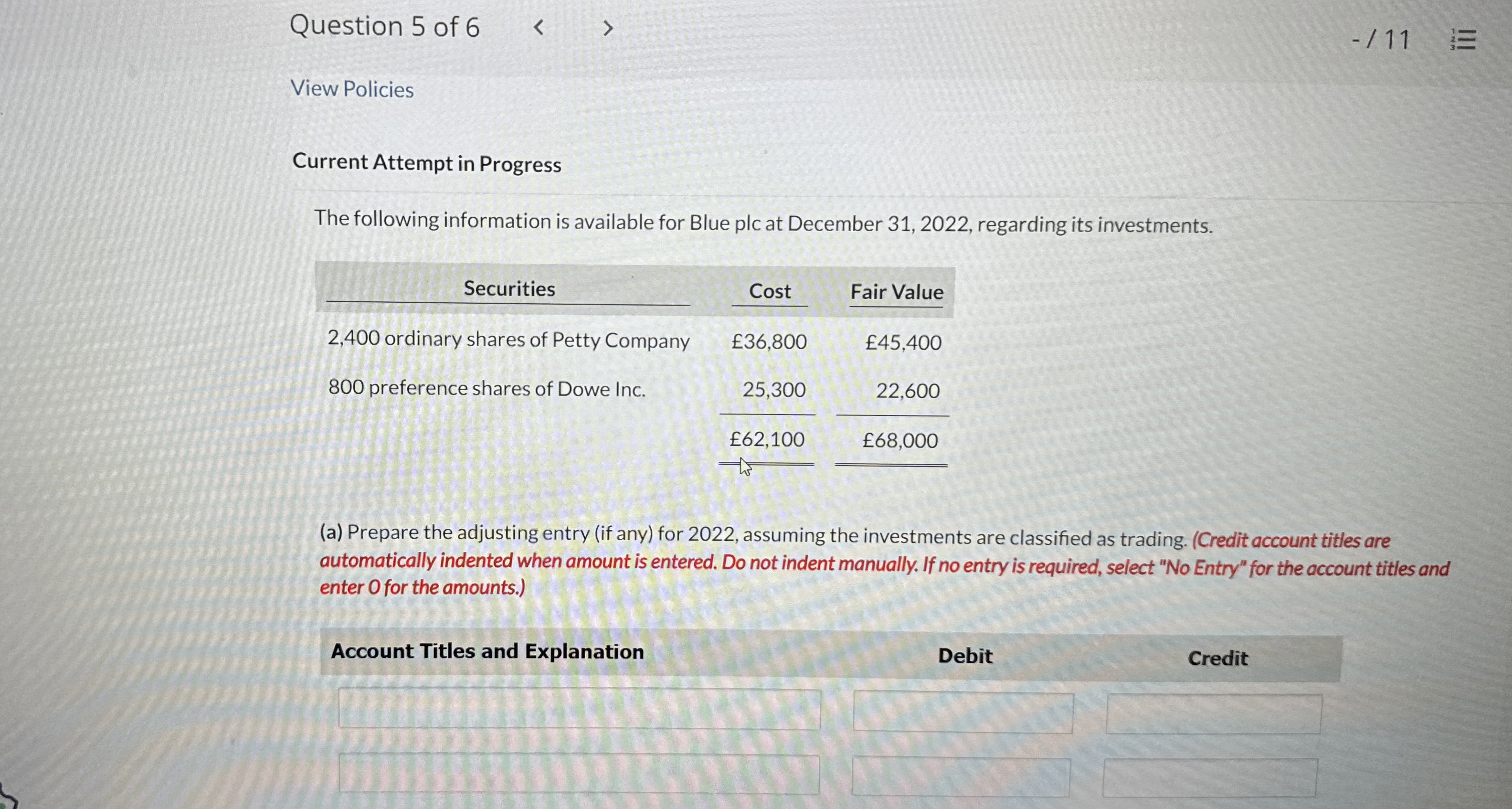 Solved Question 5 ﻿of 6View PoliciesCurrent Attempt in | Chegg.com