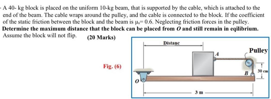 Solved A 40- kg block is placed on the uniform 10−kg beam, | Chegg.com Solved A 40- kg block is placed on the uniform 10−kg beam, | Chegg.com