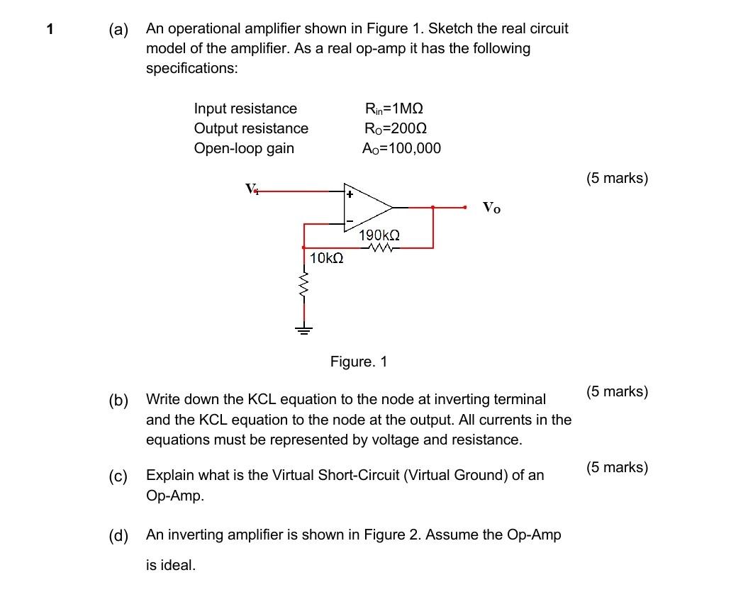 Solved 1 (a) An operational amplifier shown in Figure 1. | Chegg.com