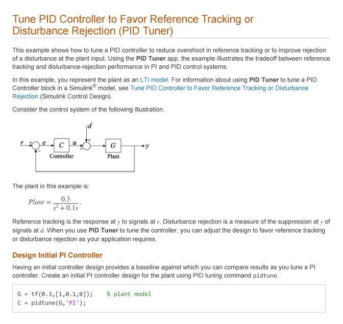 Solved Tune PID Controller to Favor Reference Tracking or | Chegg.com