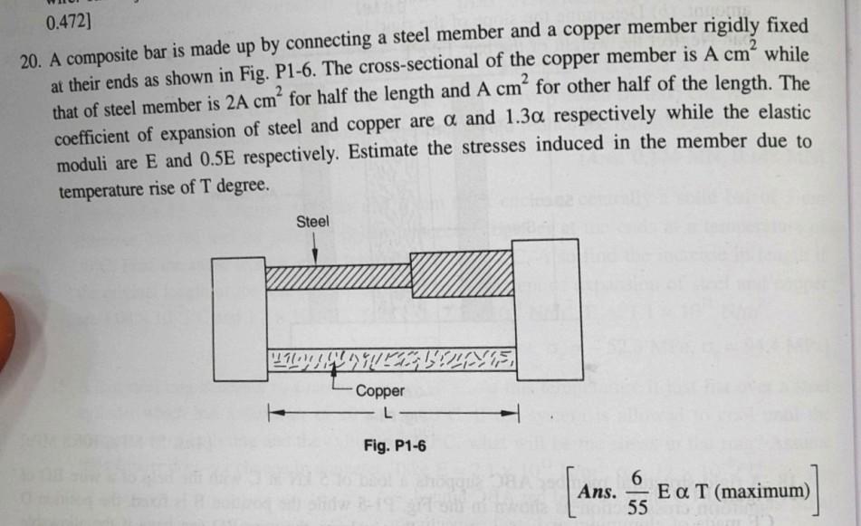 Solved 20. A composite bar is made up by connecting a steel | Chegg.com