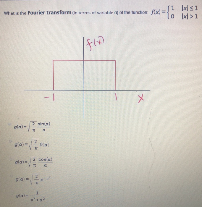 Solved What is the Fourier transform (in terms of variable | Chegg.com