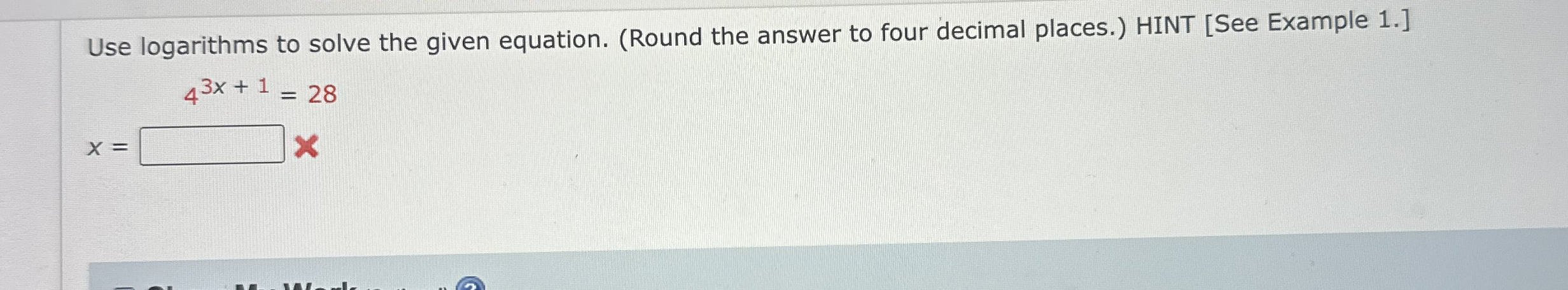 Solved Use logarithms to solve the given equation. (Round | Chegg.com