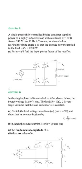 Solved A single-phase fully-controlled bridge converter | Chegg.com