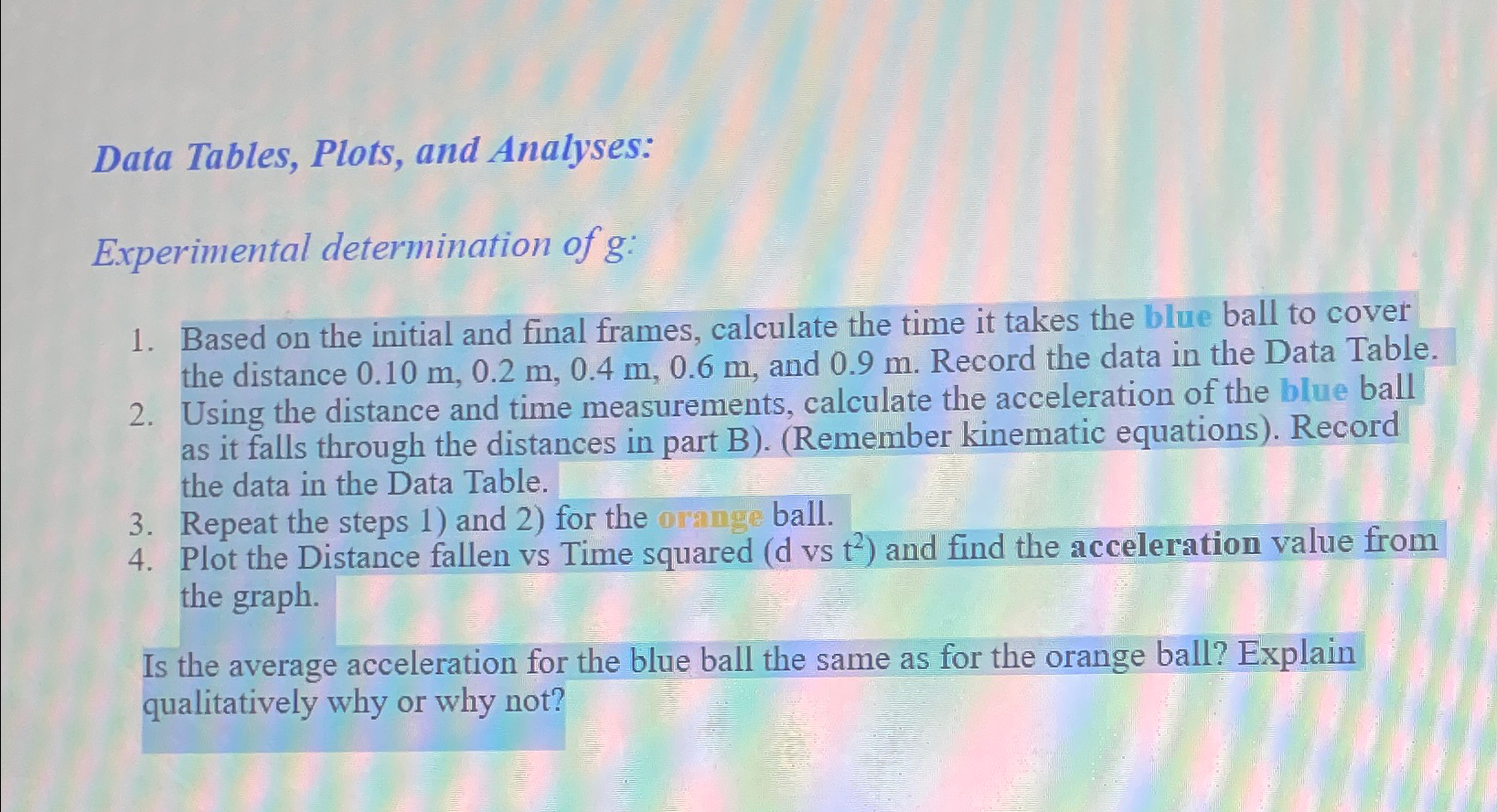 Data Tables, Plots, and Analyses:Experimental | Chegg.com