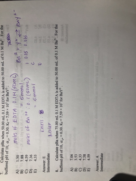 Solved 3EO L Calculate pBa when 50.00 mL 0.1 M EDTA is added | Chegg.com