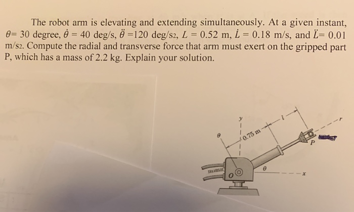 Solved The robot arm is elevating and extending | Chegg.com