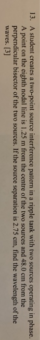 Solved 13. A student creates a two-point source interference | Chegg.com