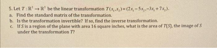 Solved 5. Let T:R2→R2 be the linear transformation | Chegg.com
