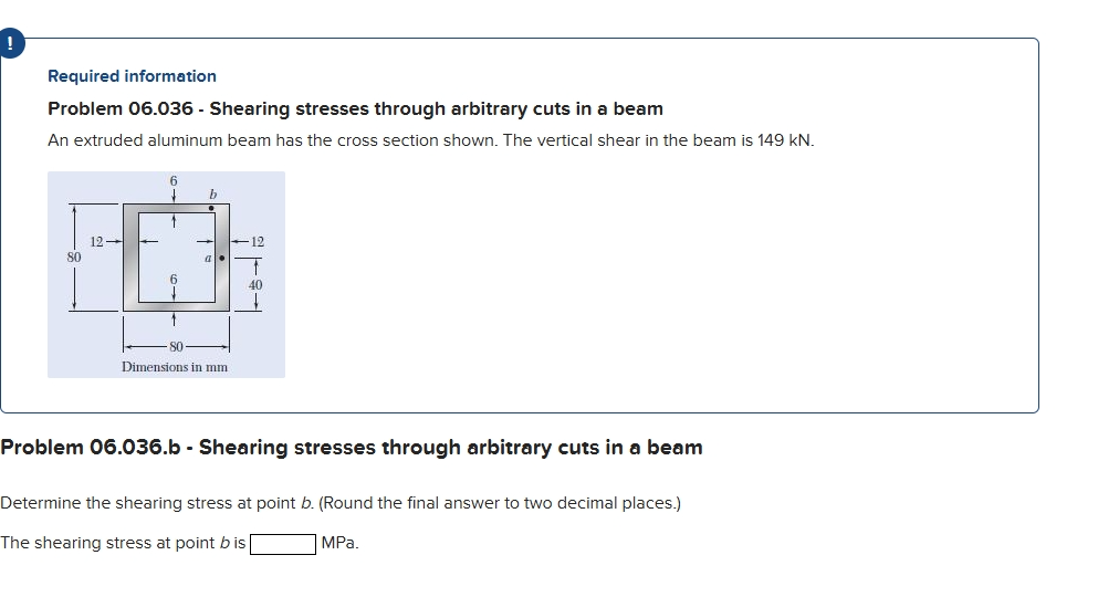 Solved Required information Problem 06.036 - Shearing | Chegg.com