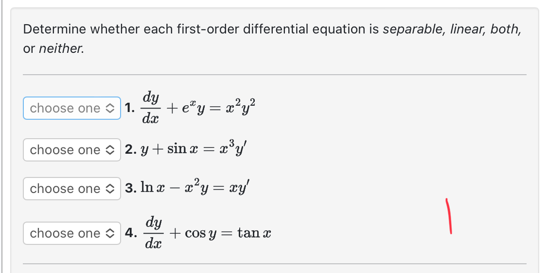 Solved Determine whether each first-order differential | Chegg.com