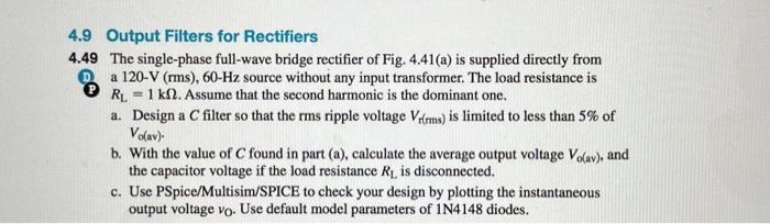 Solved 9 Output Filters for Rectifiers 49 The single-phase | Chegg.com