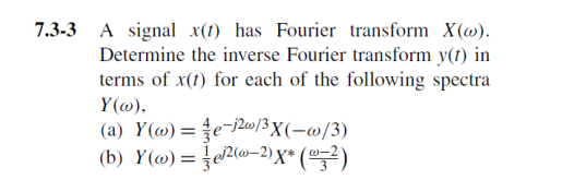 Solved 7.3-3 ﻿A signal x(t) ﻿has Fourier transform | Chegg.com