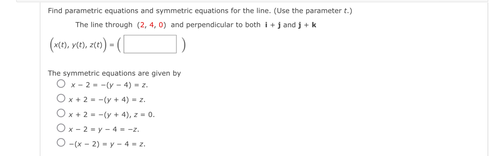 Solved Find parametric equations and symmetric equations for | Chegg.com
