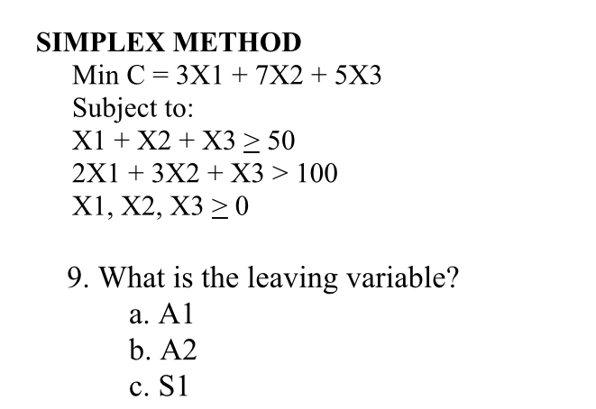 SIMPLEX METHODMin C=3x1+7x2+5x3Subject | Chegg.com