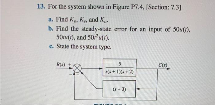 Solved 13. For the system shown in Figure P7.4, [Section: | Chegg.com