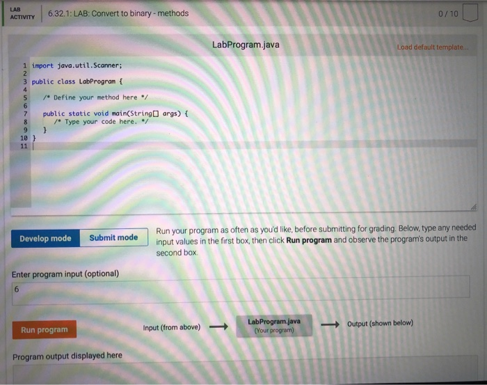 Solved: 6.32 LAB: Convert To Binary - Methods Write A Prog... | Chegg.com