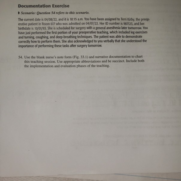 Solved Documentation Exercise Scenario: Question 54 refers | Chegg.com