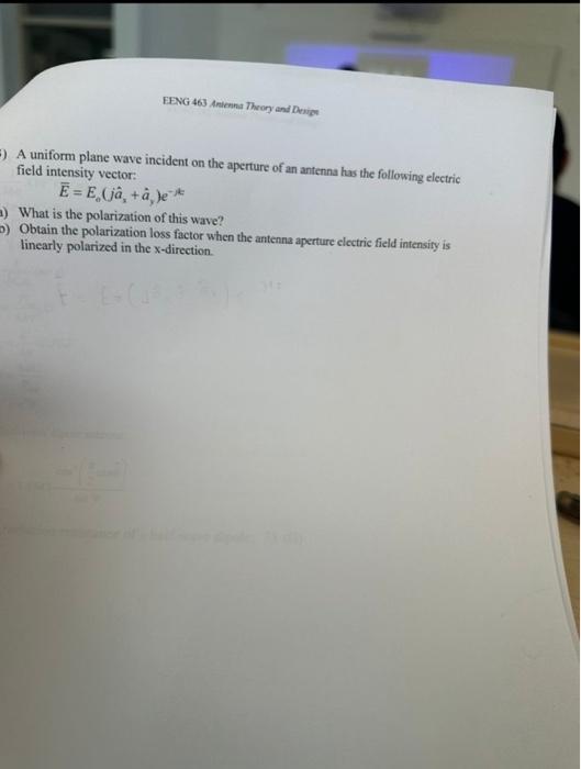 A uniform plane wave incident on the aperture of an | Chegg.com