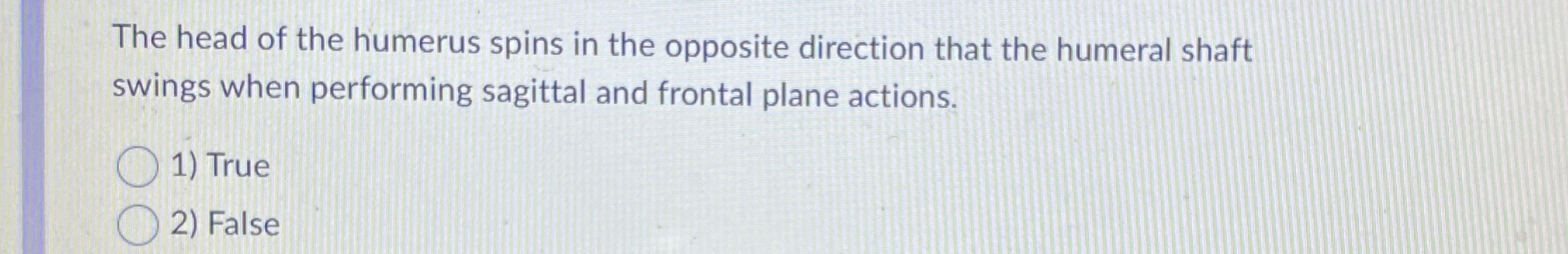 Solved The head of the humerus spins in the opposite | Chegg.com