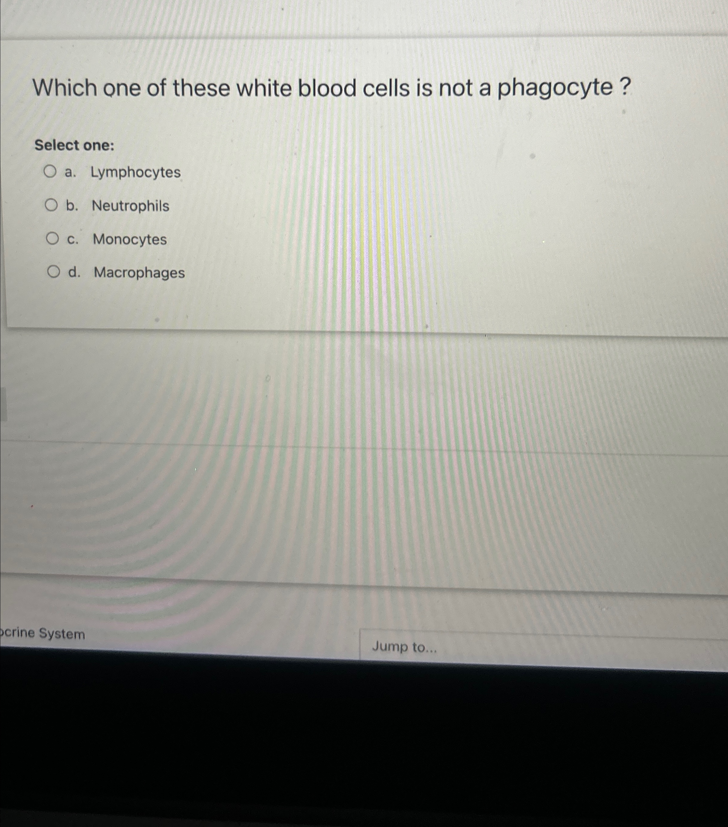 Solved Which one of these white blood cells is not a | Chegg.com