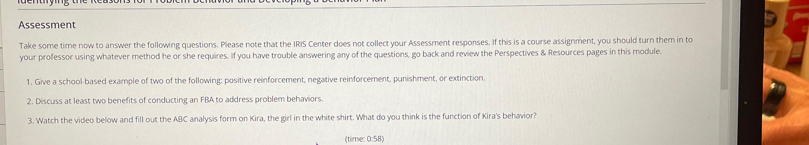 Solved Assessment your professor using whatever method he or | Chegg.com
