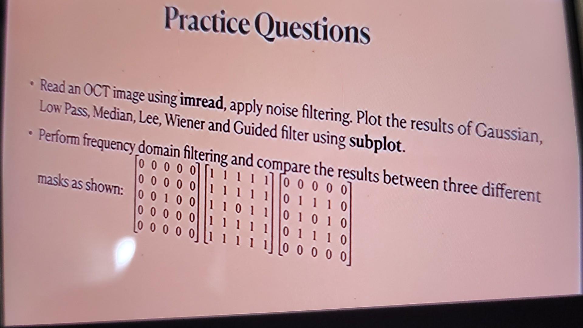- Read an OCT image using imread, apply noise | Chegg.com