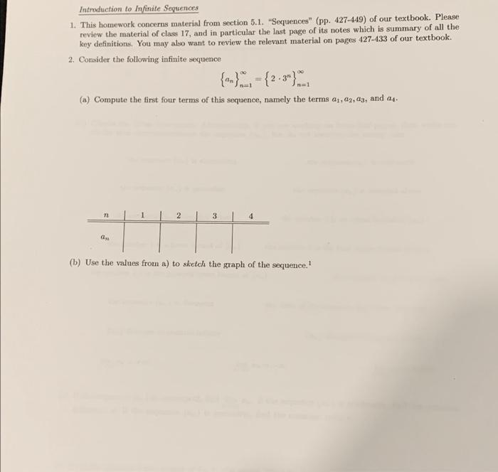 Solved Introduction to Infinite Sequences 1. This homework | Chegg.com