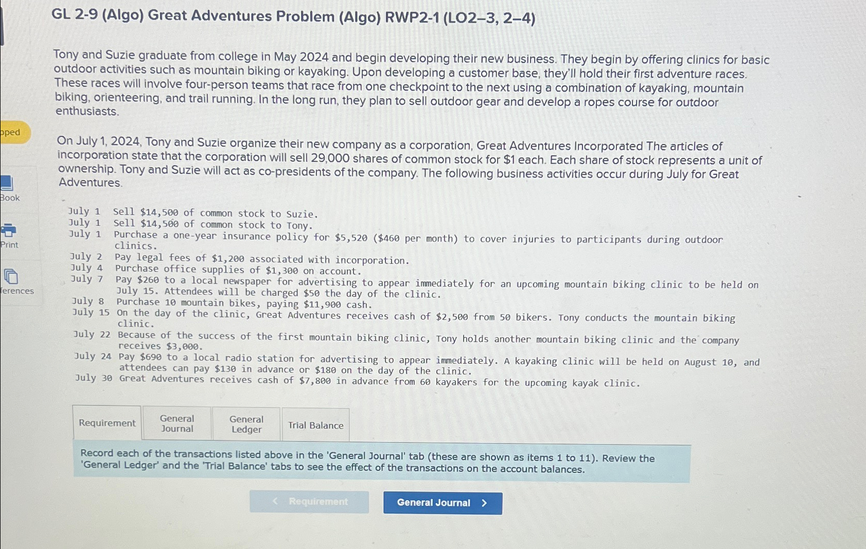 Solved GL 2-9 (Algo) ﻿Great Adventures Problem (Algo) | Chegg.com