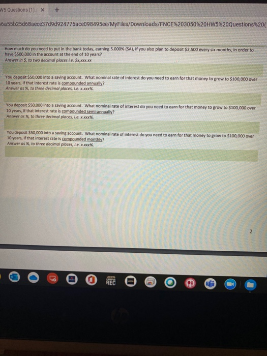 Solved W5 Questions (1) X + | Chegg.com