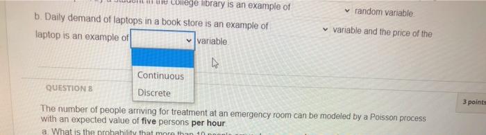 Solved QUESTION 7 Identify discrete or continuous random | Chegg.com