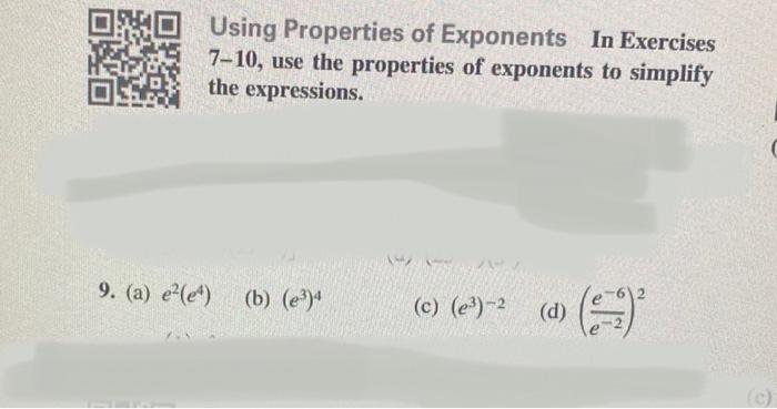 Solved Using Properties of Exponents In Exercises 7−10, use | Chegg.com
