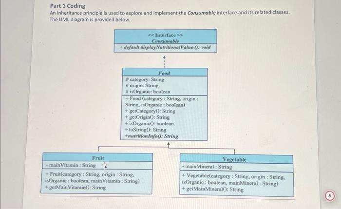 Solved Part 1 Coding An Inheritance Principle Is Used To