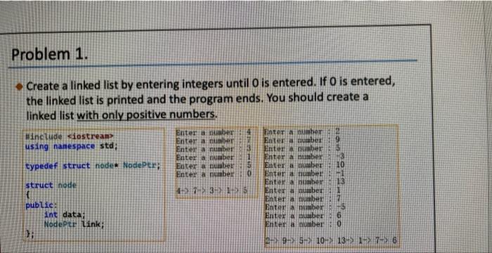 Solved Create A Linked List By Entering Integers Until O Is