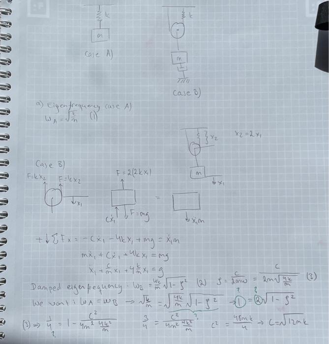 Solved Were supposed to find c so that the eigenfrequencies | Chegg.com
