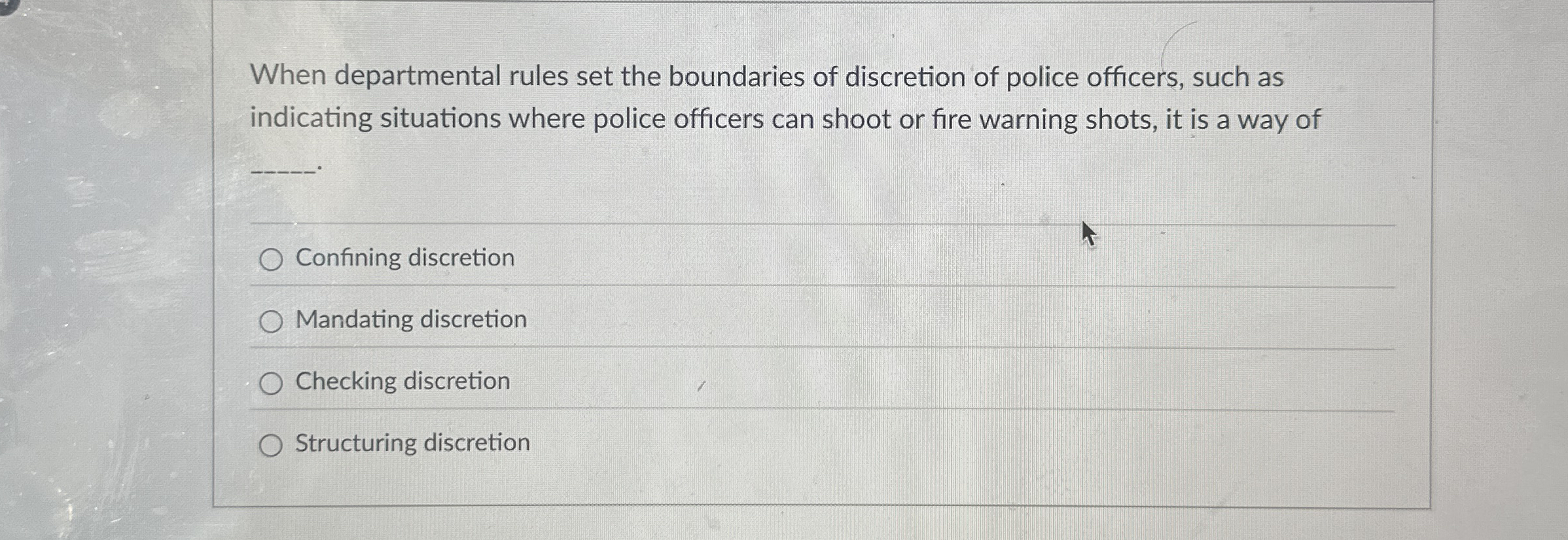 Solved When departmental rules set the boundaries of | Chegg.com