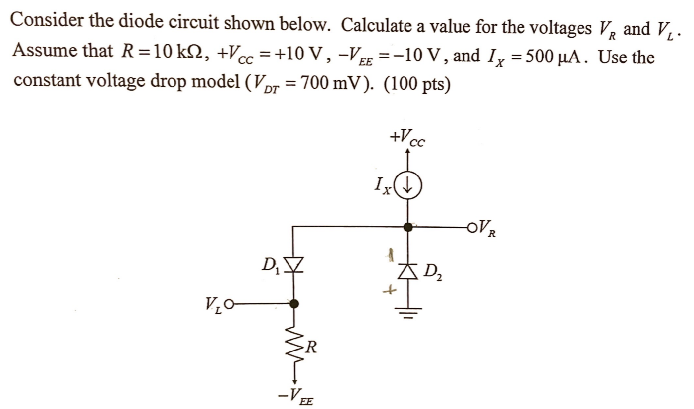 Solved Consider the diode circuit shown below. Calculate a | Chegg.com
