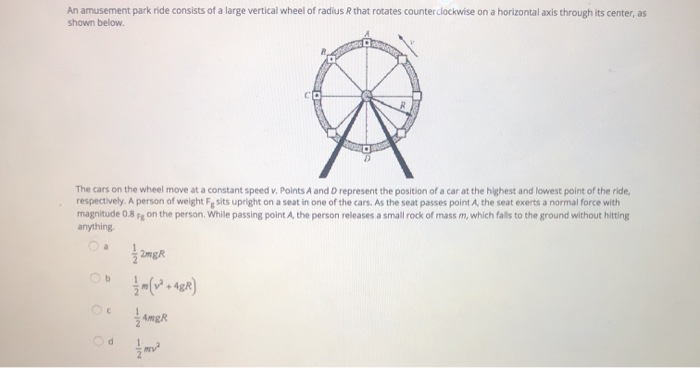 Solved An amusement park ride consists of a large vertical | Chegg.com