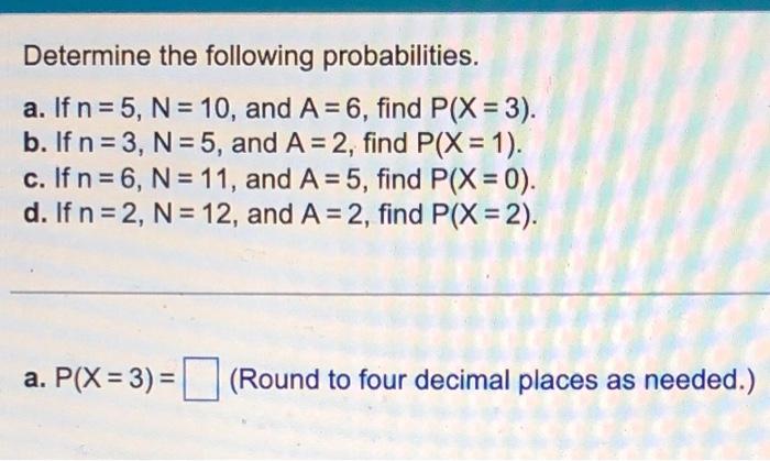 Determine the following probabilities. a. If | Chegg.com